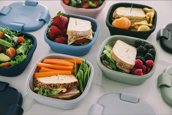 Stojo - Lunchbox 700 ml Denim - Siliconen - Blauw - | bol