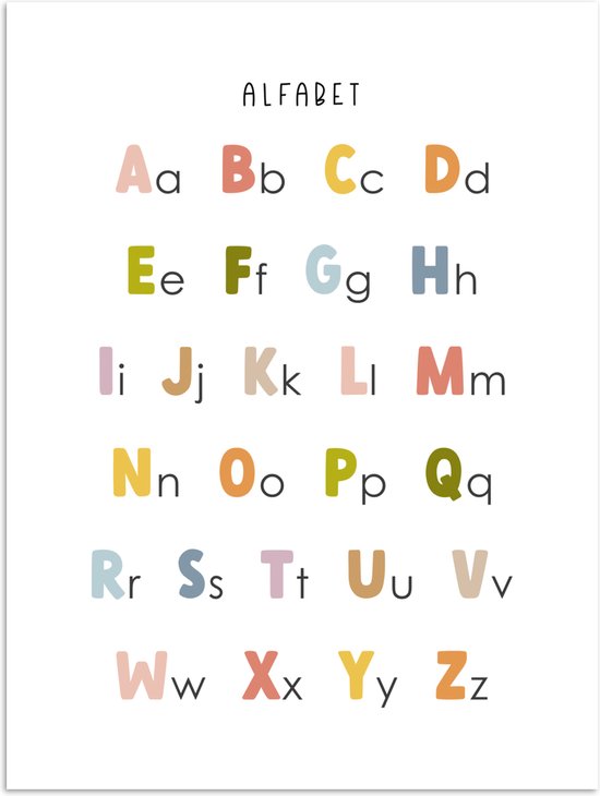 Poster 60x80 cm - Alfabet - Educatief - Kleuren - Letters leren voor ...