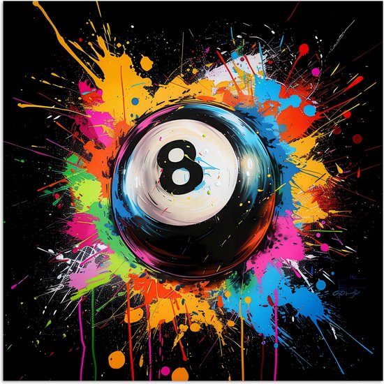 Poster 50x50 cm - Graffiti - Sport - Pool bal - Biljart - Posters - Wanddecoratie... | bol