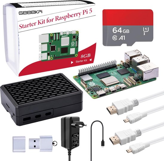 GeeekPi Raspberry Pi 5 8 GB Starter Kit - Aluminium Behuizing ... GeeekPi Raspberry Pi 5 8 GB Starter Kit - Aluminium Behuizing ...
