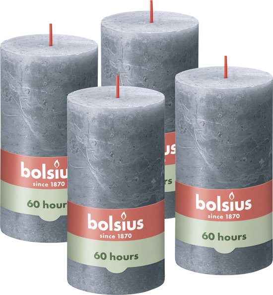 Bolsius - Rustieke Kaars - 4 Stuks Donker Blauw - Slate Blue - 13cm | bol