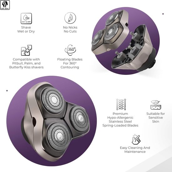 Vervangende Scheermesjes voor Hoofd en Gezicht - Forte PRO 3 Compatibel ...