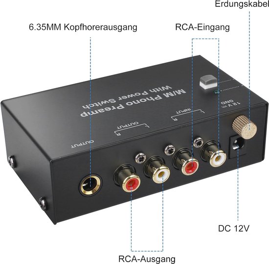 Phono Voorversterker voor Platenspeler met RCA Ingang & Uitgang ...