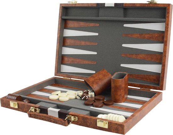 Backgammon Koffer – Luxe Backgammon Set Van Kunstleder – Bordspel – Reisspel Set -... | bol