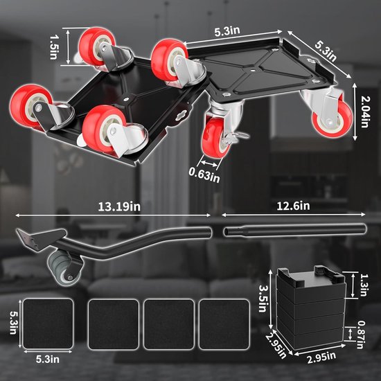 Meubeltransportwielenset - Maximale draagkracht 1500 Ibs - 360 graden ...