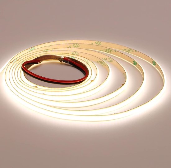 LED Strip 12V 5m Natuurlijk Wit - 3mm Breed - 4000K - Zelfklevend - 384 ...