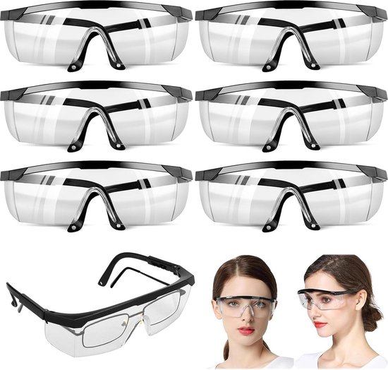 Veiligheidsbril - 6 stuks transparant - Voor brildragers - Laboratorium ...