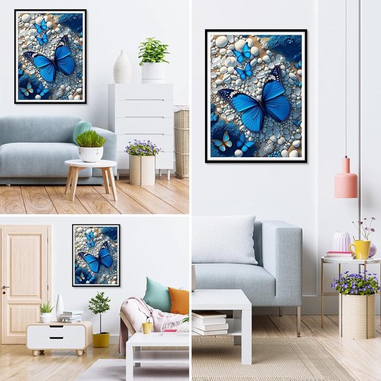 oCreon 5D Diamond Painting Kits for Adults, Blue Butterfly Stone DIY ...