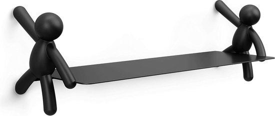 Zwevende wandplank Staal Zwart - Umbra Buddy met 2 planken Wandplanken ...