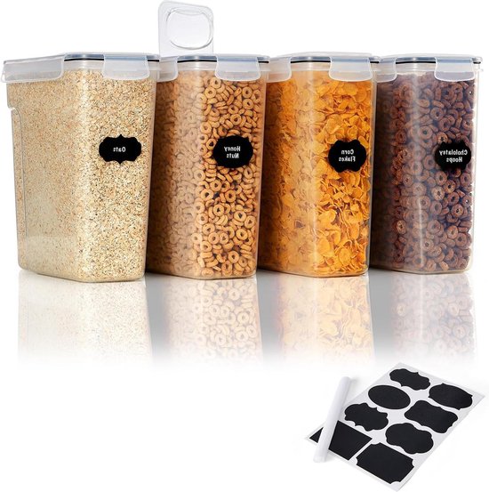 Breakfast Cereal Container - 4L set met opvouwbare deksels - BPA-vrij | bol