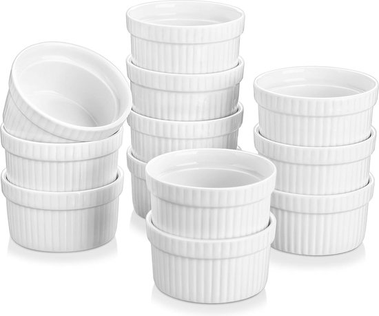 Set van 12 Ramekins 55ML - Mini Porseleinen Soufflé Gerechten - Dip ...