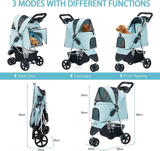 Lexium Inklapbare Hondenbuggy - Huisdieren wandelwagen - Hondenwagen | bol