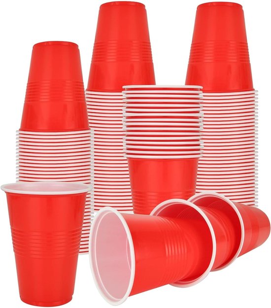 150 stuks rode plastic bekers - 400 ml - feestbekers - herbruikbare ...