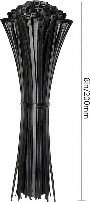 150 Stuks Kabelbinders - 8 Inch - 3x200mm - Zelfsluitende Zwart Nylon Tie Wraps Voor... | bol