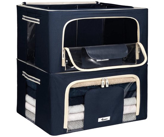 Starre opvouwbare kledingopbergbox met ritssluiting, metalen frame ...