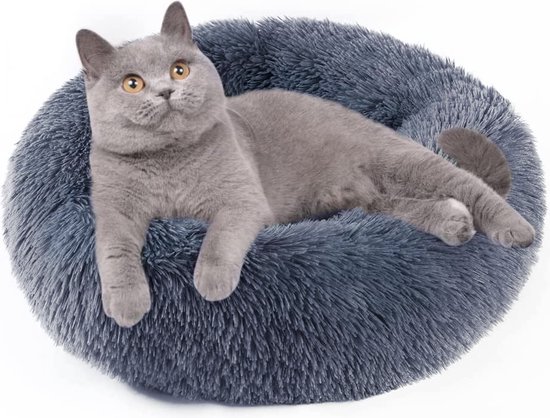 Warme, zachte fluffy kattenmand / hondenmand - Extra luxe pluche donut ...