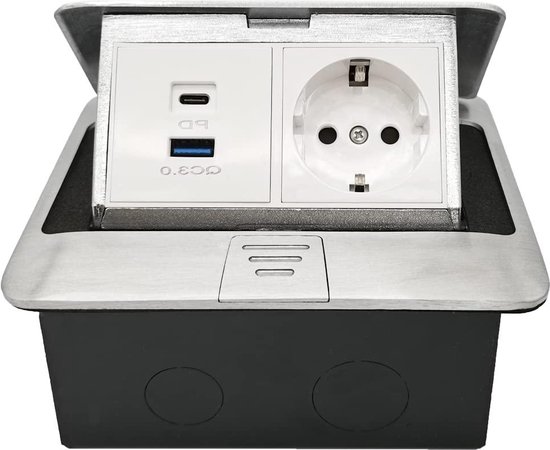 Vloerstopcontact met 2 stopcontacten en USB - Inbouwstopcontact voor ...