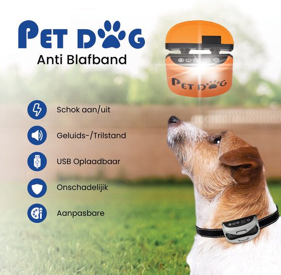 PET DOG® - Anti blafband voor honden - 3 t/m 60 Kg - Oplaadbaar - Anti ...