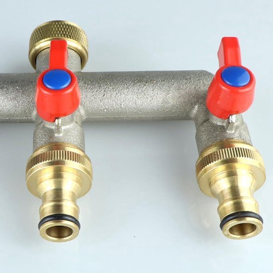 3-weg messing waterverdeler met 3/4" kraan - verdeelsleutel | bol