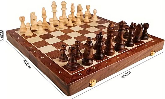 Wood Chess set - Houten schaakbord - 45x45 CM - schaakset - opklapbaar ...