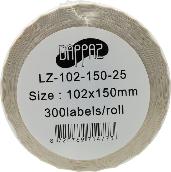 Dappaz - Compatible Zebra Labels 102 x 150mm Wit - 300 Labels per rol ...