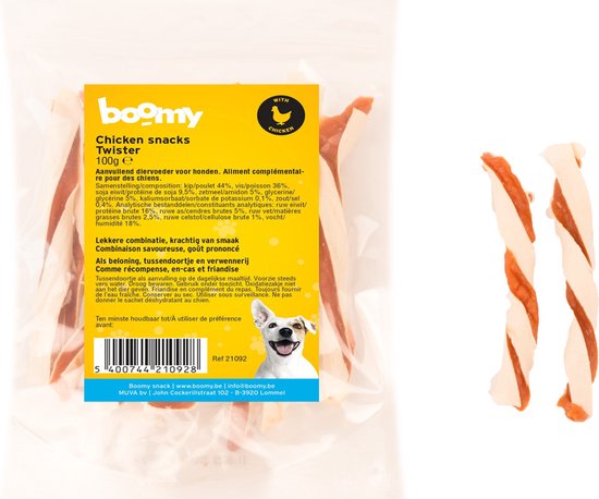 Boomy - Hondensnacks - Twister - Kip/vis rolletjes - 3 x 100g | bol
