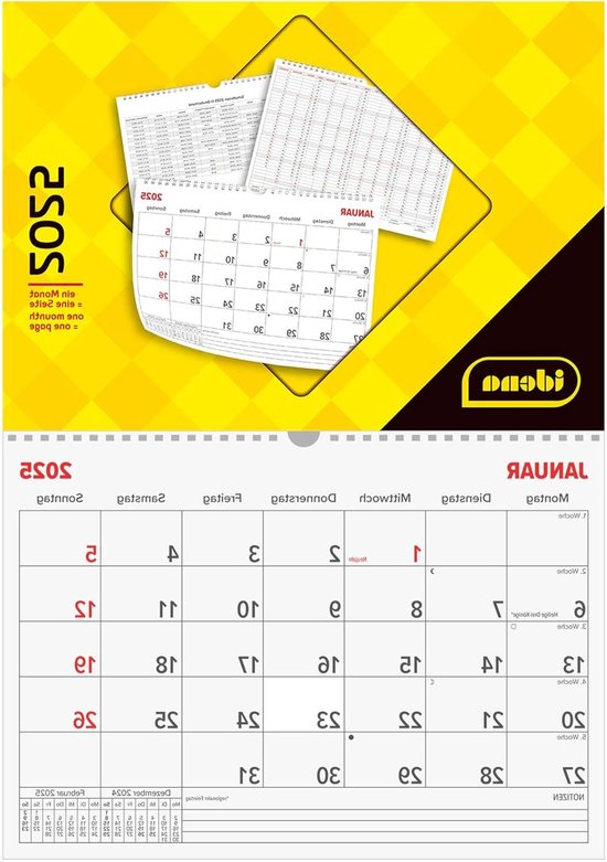 Kalender 2025 liggend formaat 295 x 21 cm - Maandkalender inclusief ...
