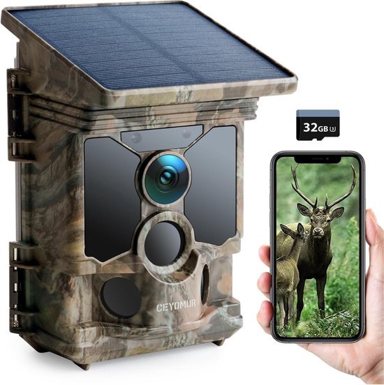 Professionele Wildcamera met Nachtzicht en WiFi – Buitencamera met SD Kaart – Zonne... | bol