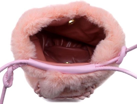 Tas Dames - Fluffy Tas - Ketting - 24x17cm – Roze - Magneet sluiting | bol