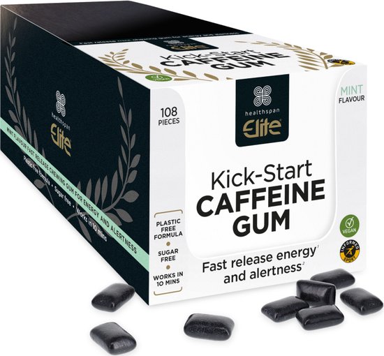 Healthspan Elite Kick-Start Caffeine Gum - Energie kauwgom - 100mg ...