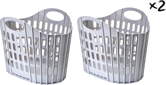 Wasmand inklapbaar - 70 liter - 50 x 36 x 39 cm - Grijs - 2 stuks | bol