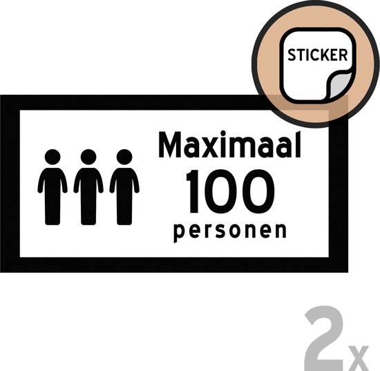 Pictogram/ stickers (2x) | "Maximaal 100 personen" | 20 x 10 cm ...