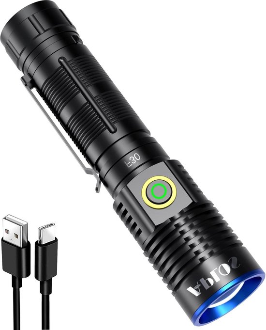 Zoom Led-zaklamp oplaadbaar 3000 lumen - Dimbare, zoombare - Tactische ...
