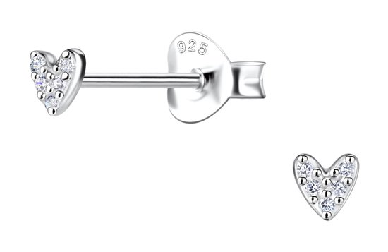 Joy|S - Zilveren mini hartjes oorbellen - 3 mm hartje - zirkonia ...