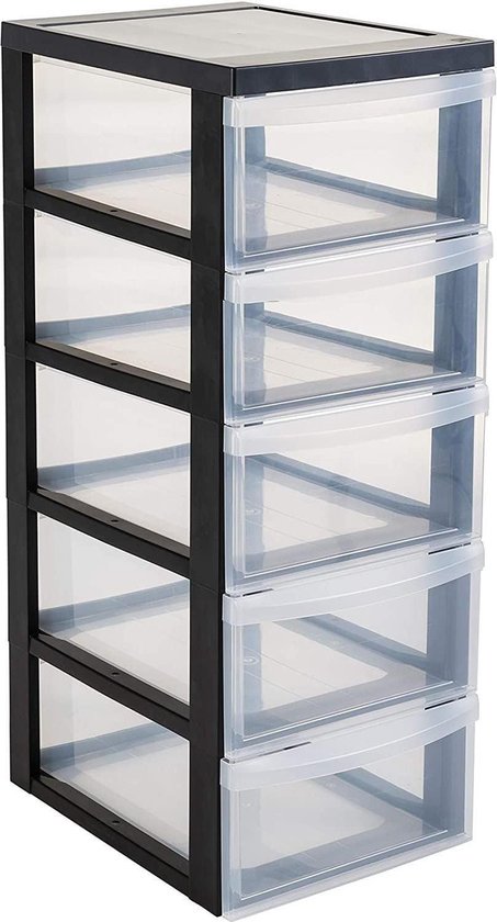 Kunststof Toren Ladekast met Ergonomisch Handvat en Wielen 11L - 5 ...