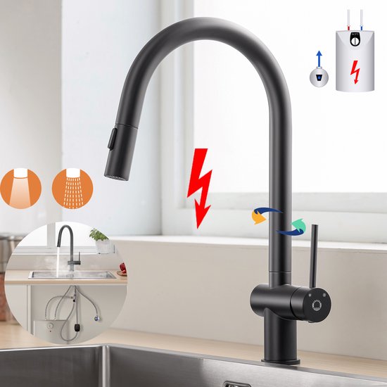 CECIPA max Keuken kraan Zwart - Lagedruk Keukenkraan - Keukenkraan Met Uittrekbare... | bol