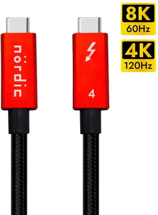 NÖRDIC USB4-153 USB-C Kabel - 100W PD - 40Gbps - 8K - Thunderbolt 3 - 1 ...