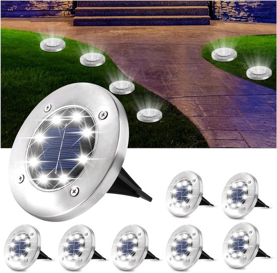 8 stuks solarlampen voor buiten - Vloerverlichting op zonne-energie met ...