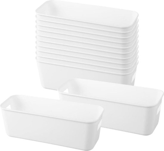 Opbergdozen kunststof wit - 12 stuks opbergmanden - kleine dozen ...