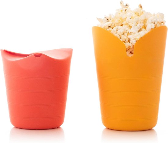 Popcorn machine Inklapbare Siliconen Popcornpoppers Popbox Set van 2 | bol