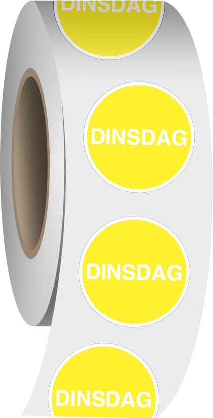 Dinsdag stickers op rol - geel - 7,5 cm - 318 stickers per rol | bol