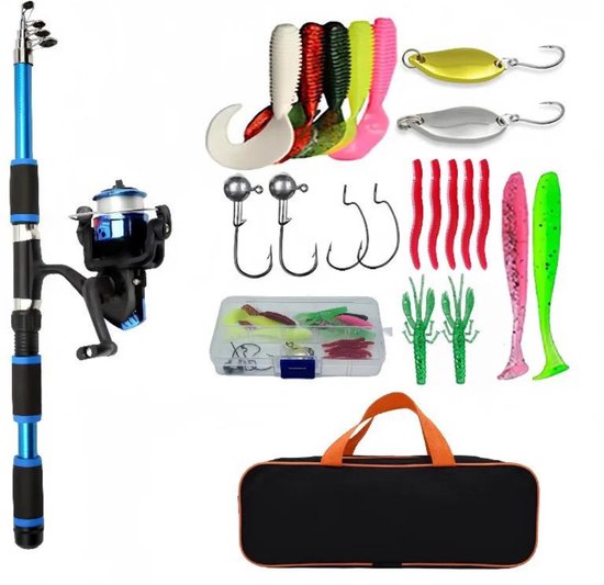 Vishengelset - Blauw - 20 delig - Met Opbergtas - Vishengel Kinderen ...