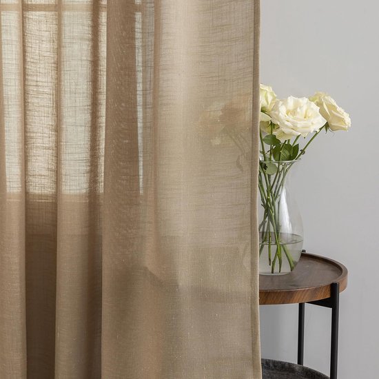 Rideaux à texture de lin naturel avec œillets, rideaux en lin pour ...