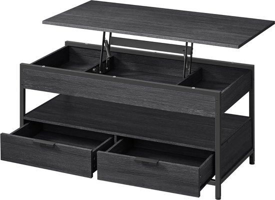 Hoppa! salontafel, woonkamertafel met klapblad, opbergladen, met open ...