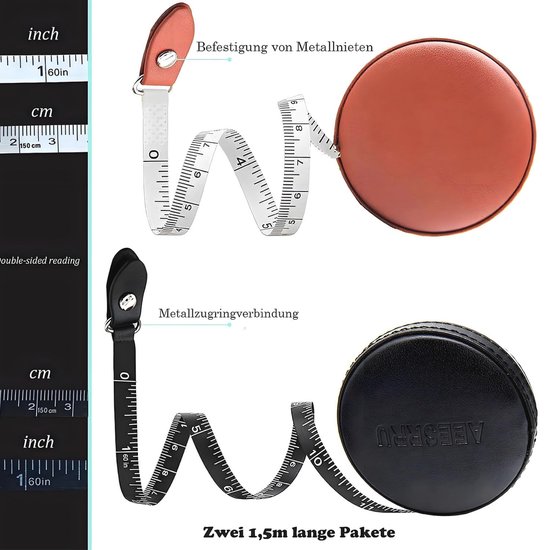 Meetlint voor lichaam - 2 stuks, automatisch intrekbaar, dubbelzijdig ...