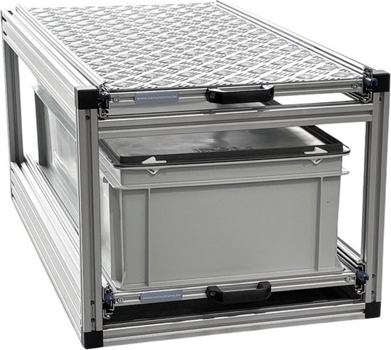 Dubbel schuifframe voor camper 90x40 cm - met 2 gesloten bakken en ...