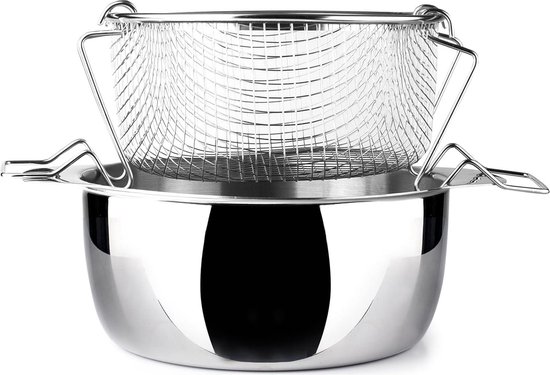 Friteuse 20 cm roestvrij staal - mand en deksel inductie - geschikt ...