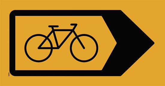 Pictogram/ bord | Omleiding fietsen (pijl rechts) | 40 x 20 cm | Oranje ...