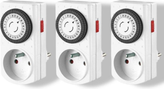 Perel Set met 3 mini 24-uurs timers, mechanisch, 230 V, 16 A, 3680 W ...