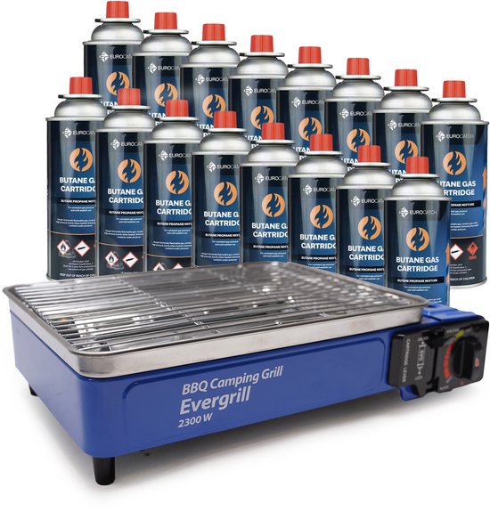 Eurocatch Butaangas Camping Grill Evergrill incl 16 Gasbussenl - Gas ...